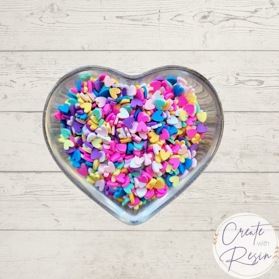 Multi Colour Heart Polymer Clay Sprinkles - Create Resin Craft Supplies