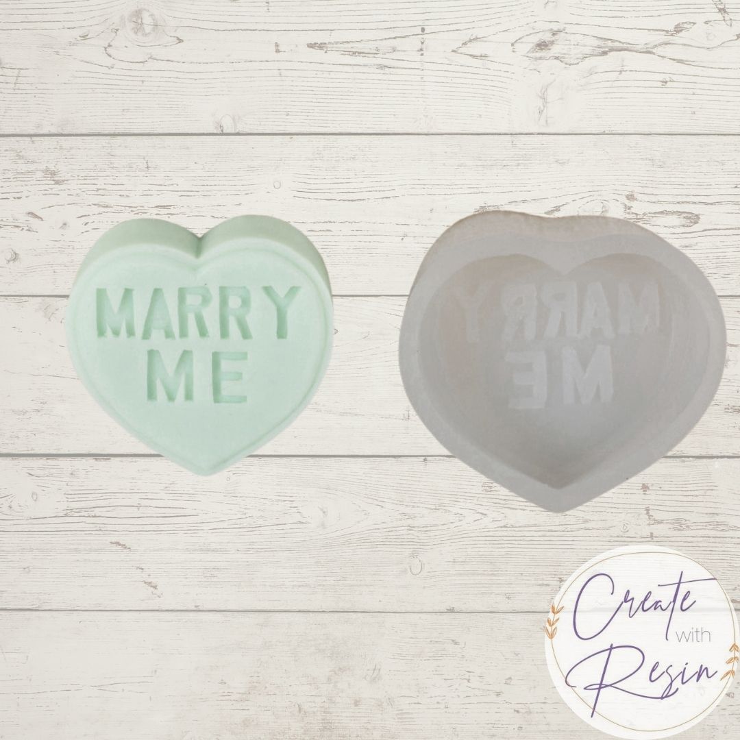 Marry Me Heart Valentines Silicone Mould - Create Resin Craft Supplies